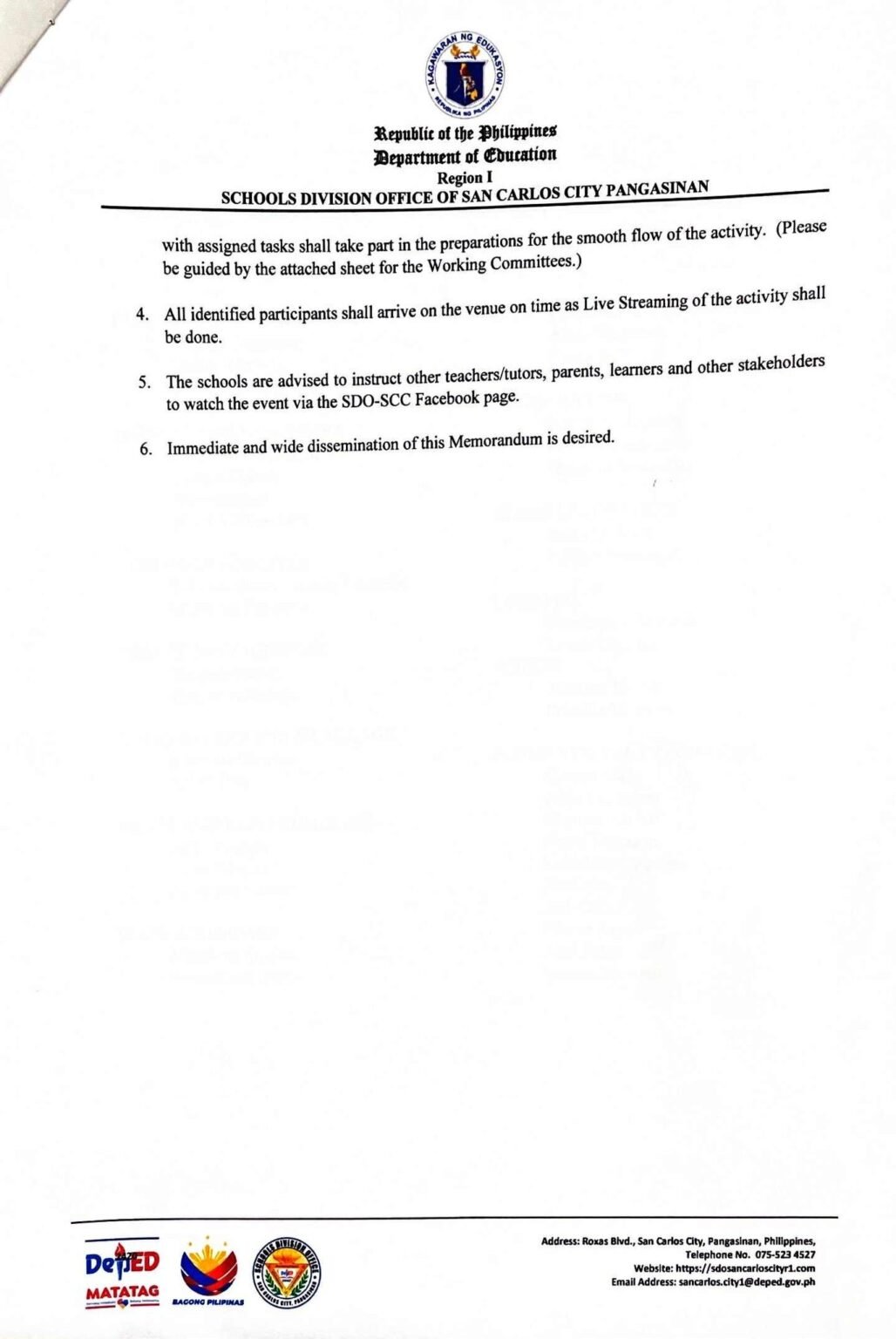Division Memorandum No. 421 s, 2025 – REGIONAL ARAL PROGRAM LAUNCH ...